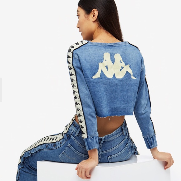 Kappa | Tops | New Kappa Bersy Denim Branded Crop Top Large | Poshmark